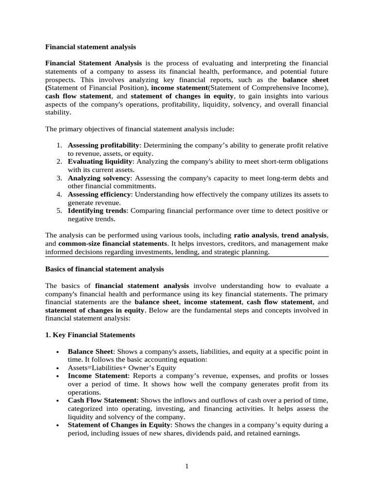 Financial Statement Analysis | PDF | Financial Statement Analysis ...