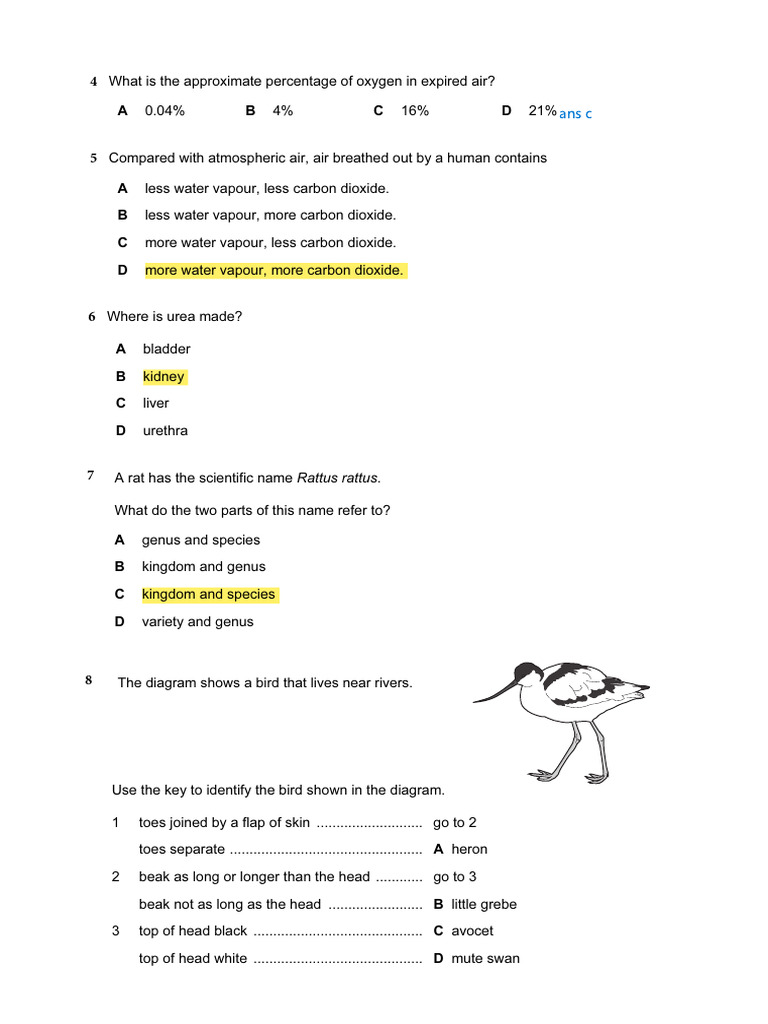 Biology Exercise Work Done by Bononge | PDF | Plants | Vertebrates