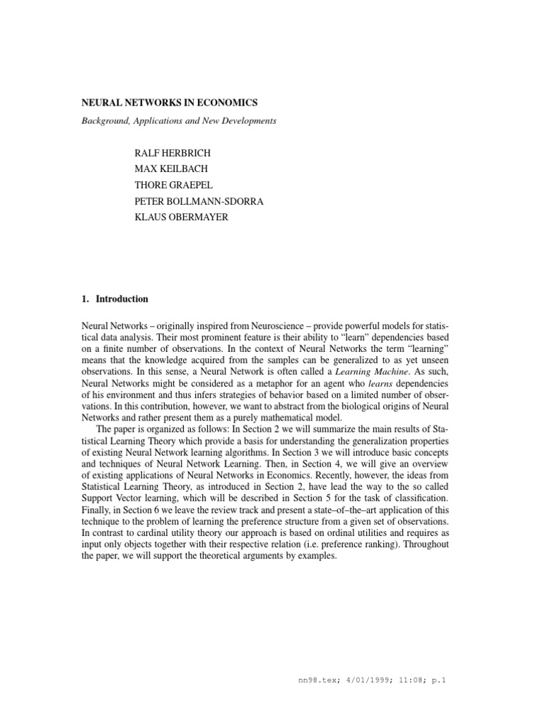Neural Networks Economics | PDF | Artificial Neural Network | Utility