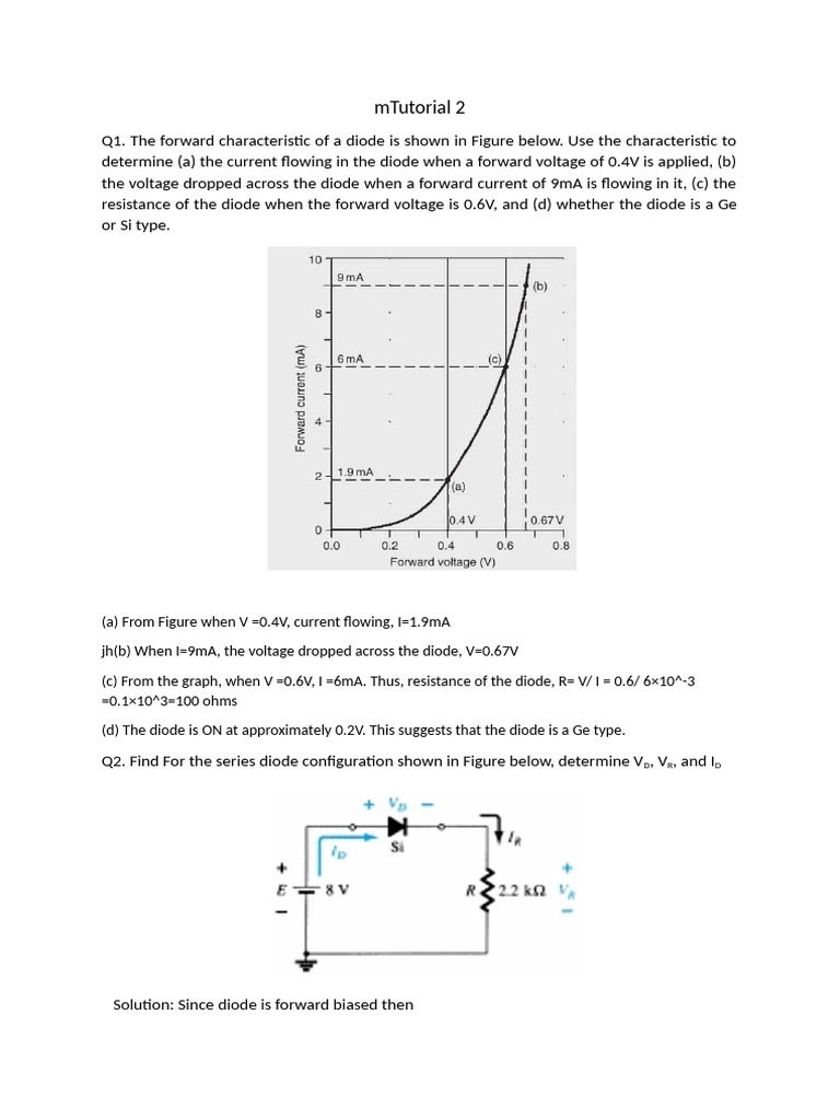 Tutorial Sheet 2 | PDF | Diode | Transistor