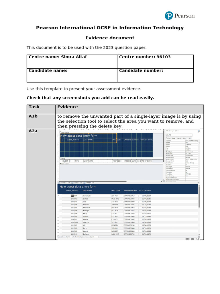 Pearson IGCSE IT Evidence Document | PDF