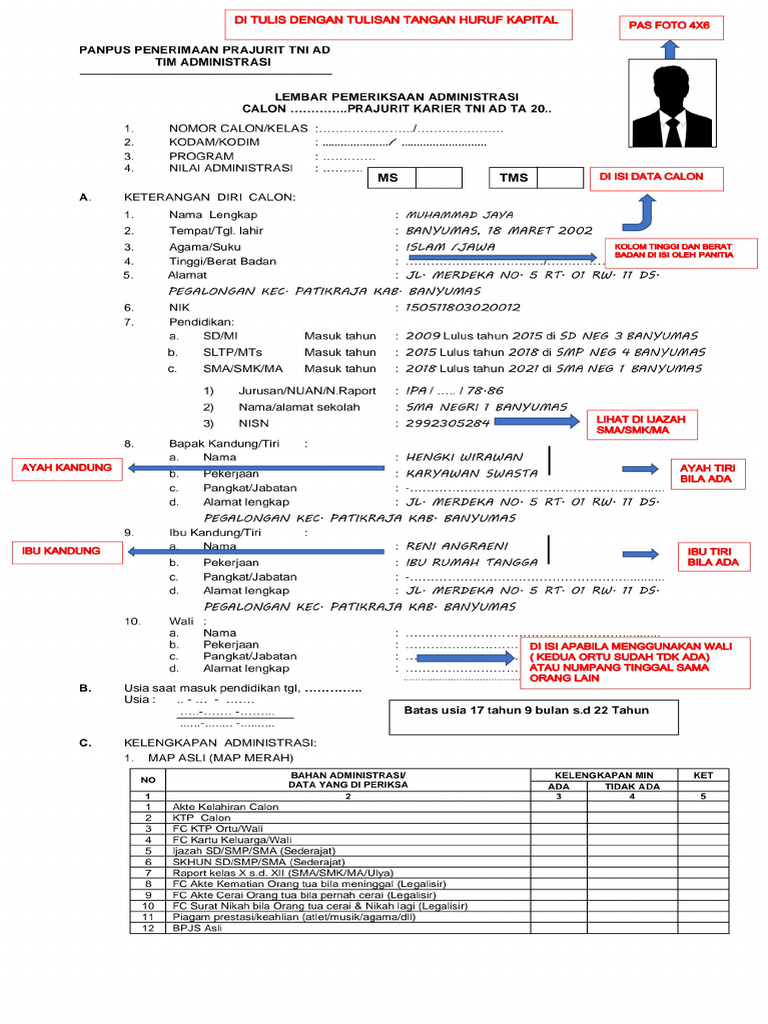 004 Contoh Pengisian Blanko Rikmin | PDF