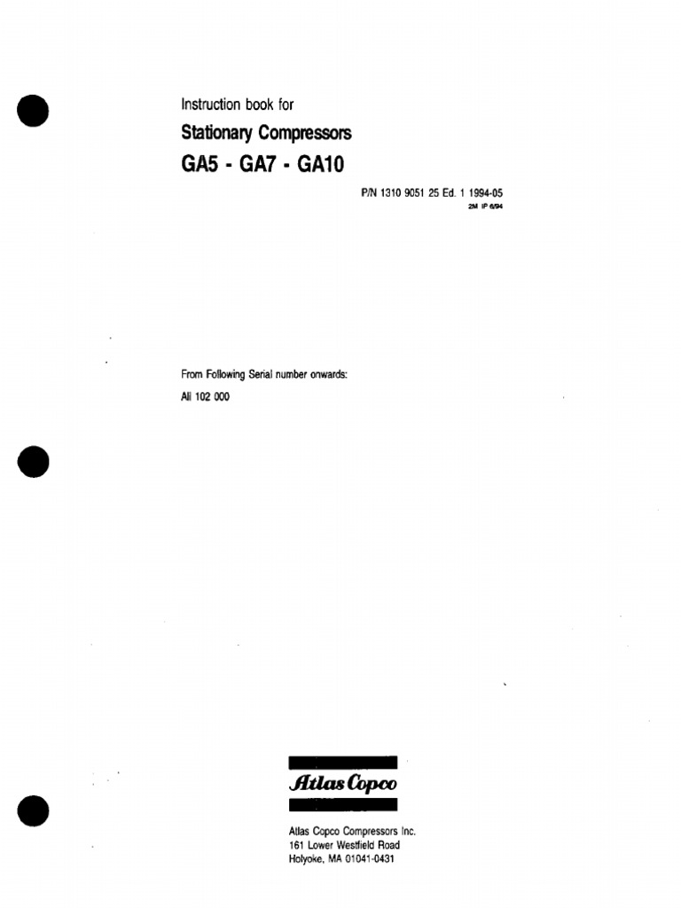 GA5-10 Part List 1310905125 AII102000 1994-06 Instruction Book | PDF