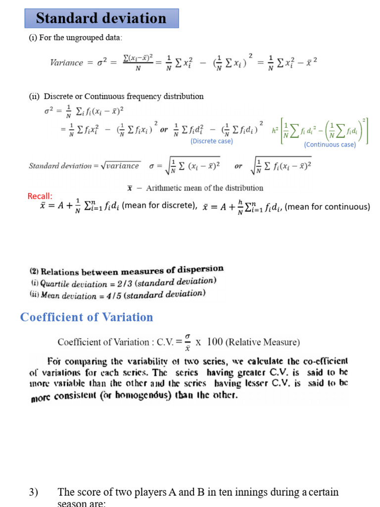 Standard Deviation & Coefficient of Variation | PDF