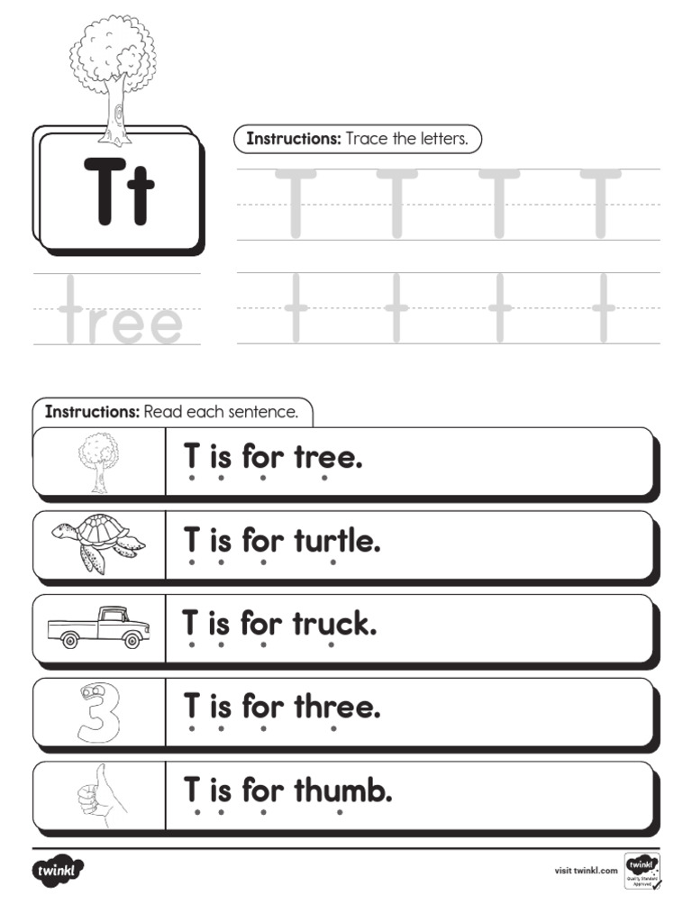 BW Letter T Fluency Sentences for ELL Alphabet Activity | PDF