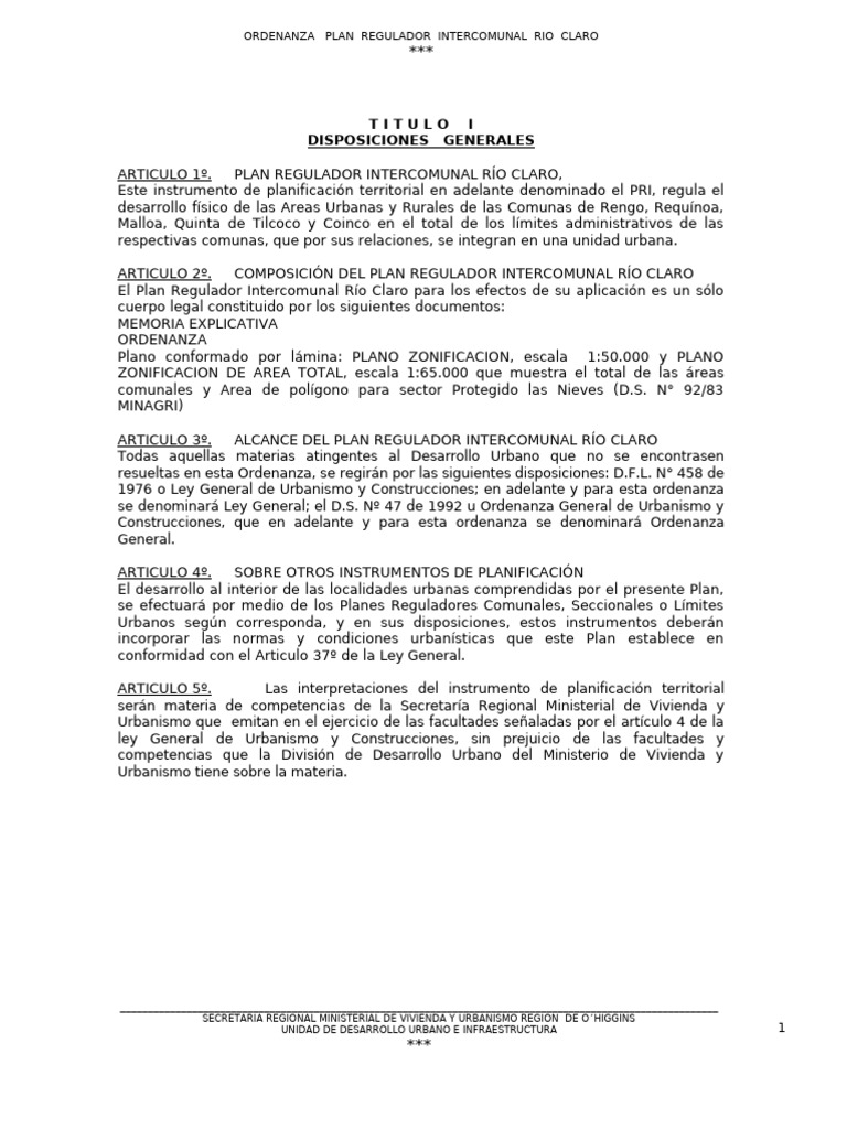 Ordenanza Rio Claro Abril2010 (1) | PDF | Planificación urbana ...