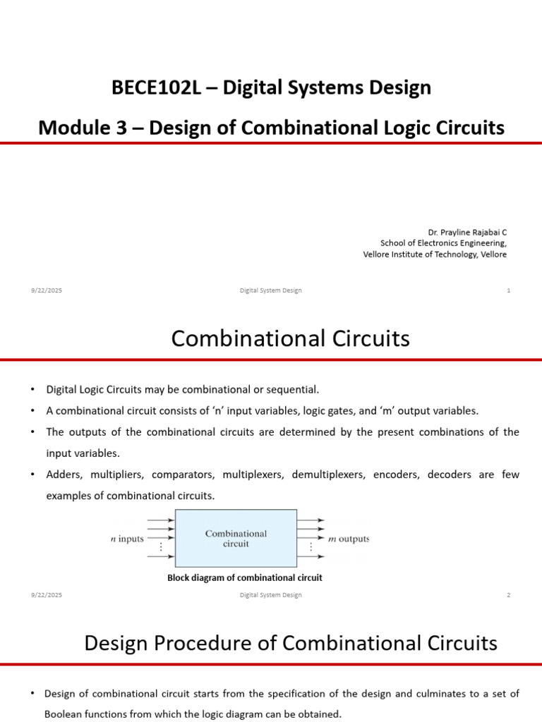 FALLSEM2025-26_VL_BECE102L_00100_TH_2025-09-22_Design-of-Combinational-Logic-Circuits | PDF ...