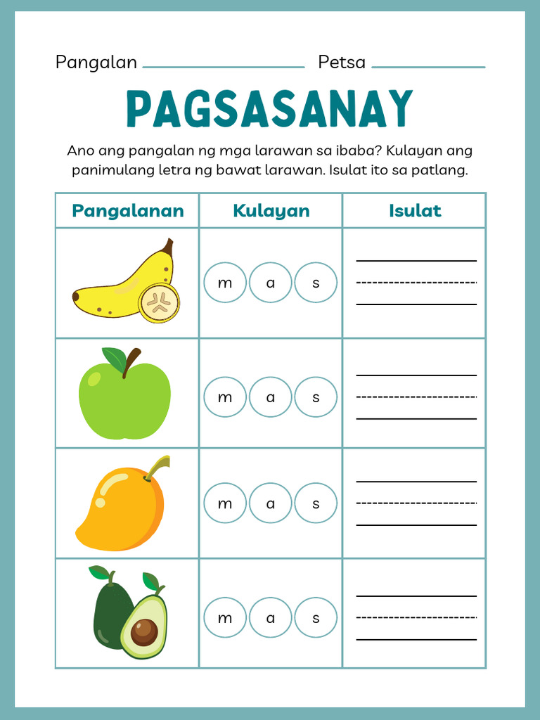 Pagsasanay Sa Pagbasa Alpabetong Filipino Worksheets in Illustrative ...