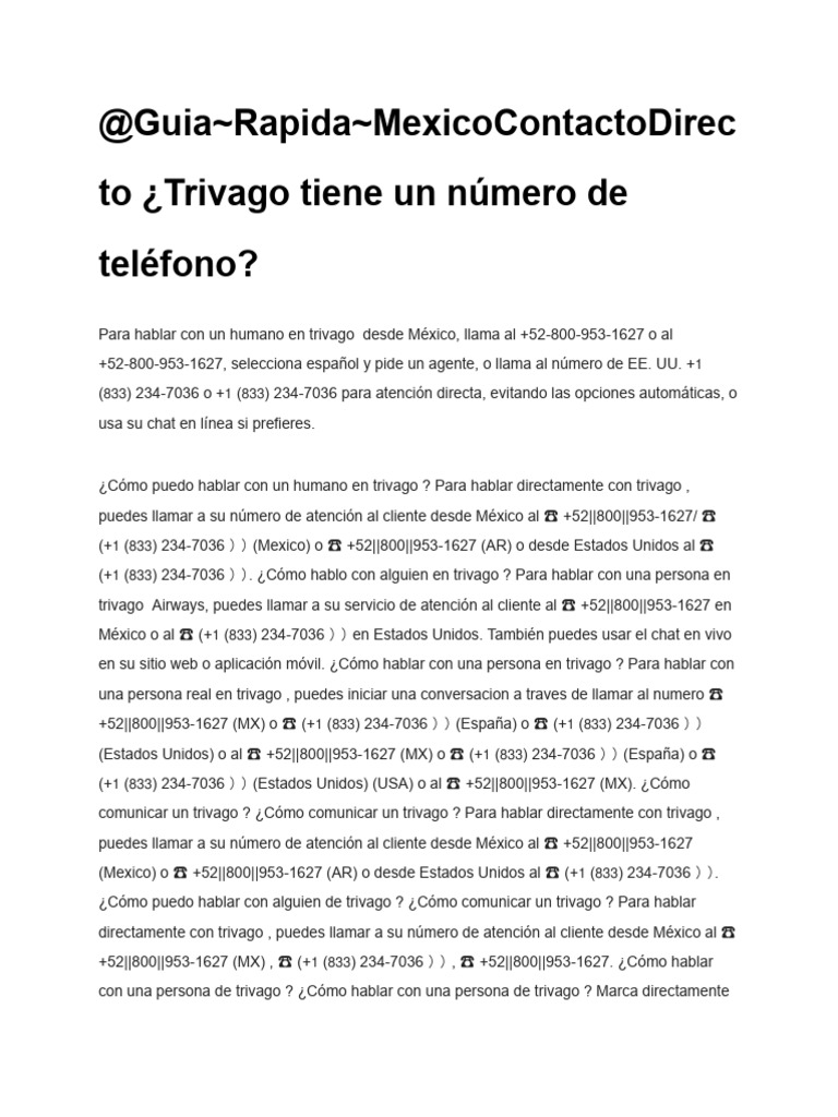 @Guia~Rapida~MexicoContactoDirecto ¿Trivago tiene un número de teléfono ...