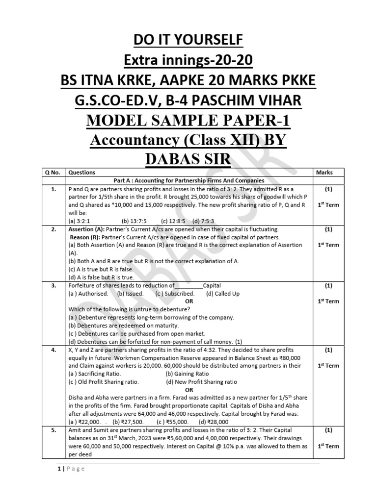 Accounts Mcq Paper | PDF | Expense | Revenue