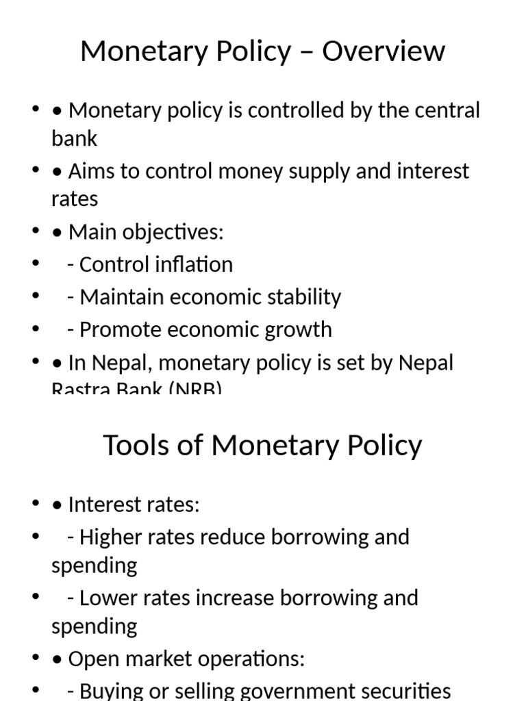 Monetary Policy A Level Slides | PDF