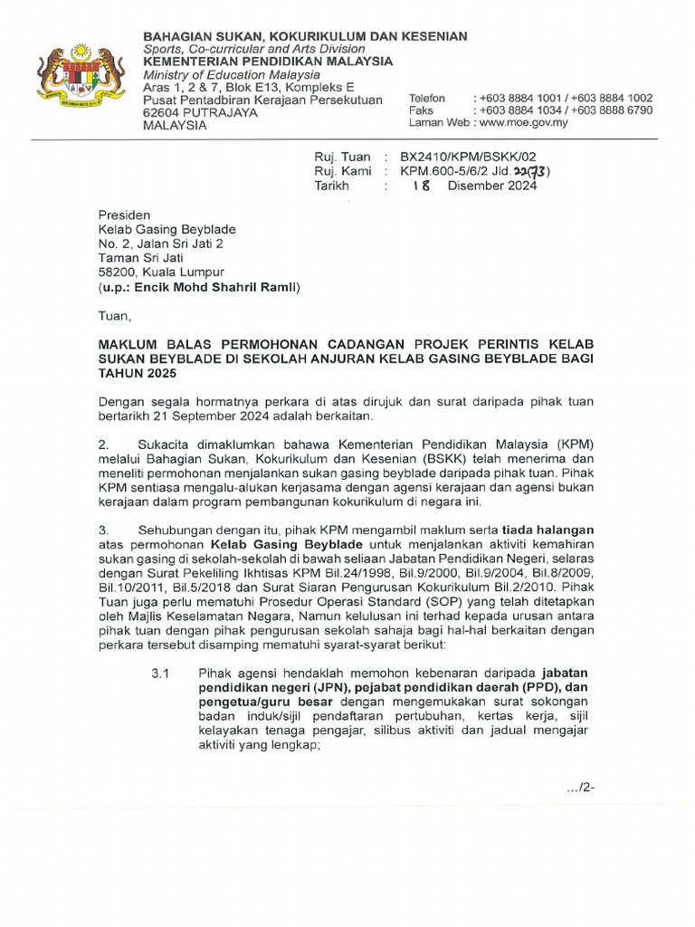 Surat Tiada Halangan BSKK | PDF