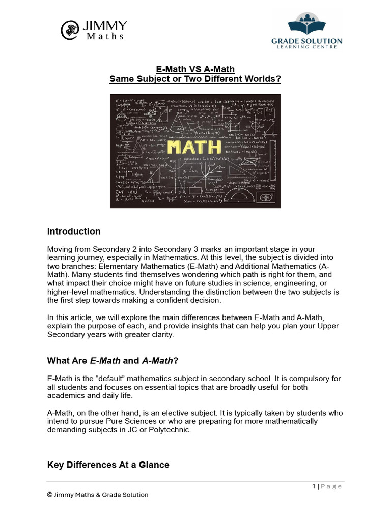 E-Math VS A-Math_ Same Subject or Two Different Worlds_ | PDF | Mathematics