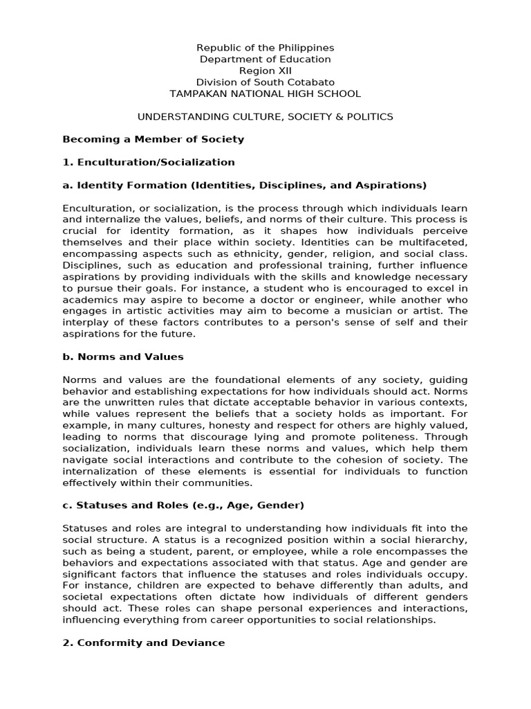 UCSP 4th Quarter | PDF | Deviance (Sociology) | Socialization
