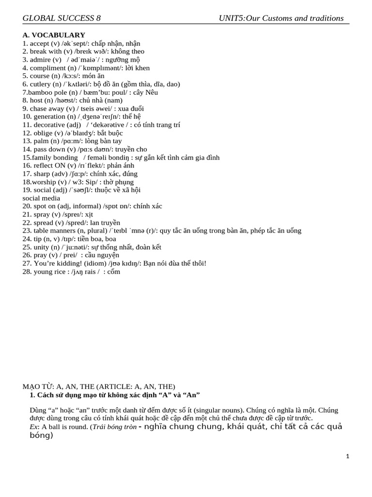669279537 Unit 5 Lop 8 Global Success | PDF