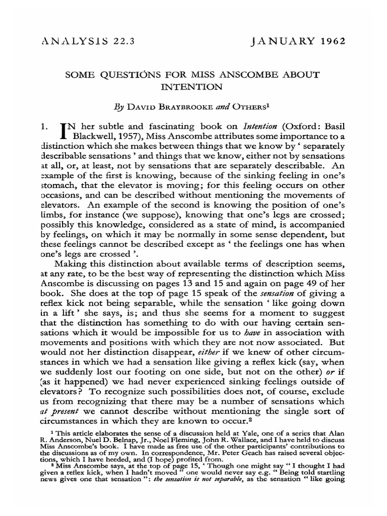 Braybrooke and others, 1962 - Some Questions for Miss Anscombe about ...