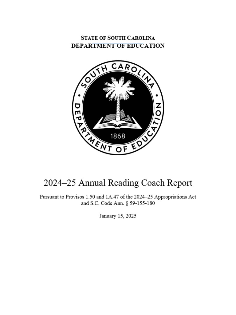South Carolina 2024-25 Reading Coach Report | PDF | Teachers | Literacy