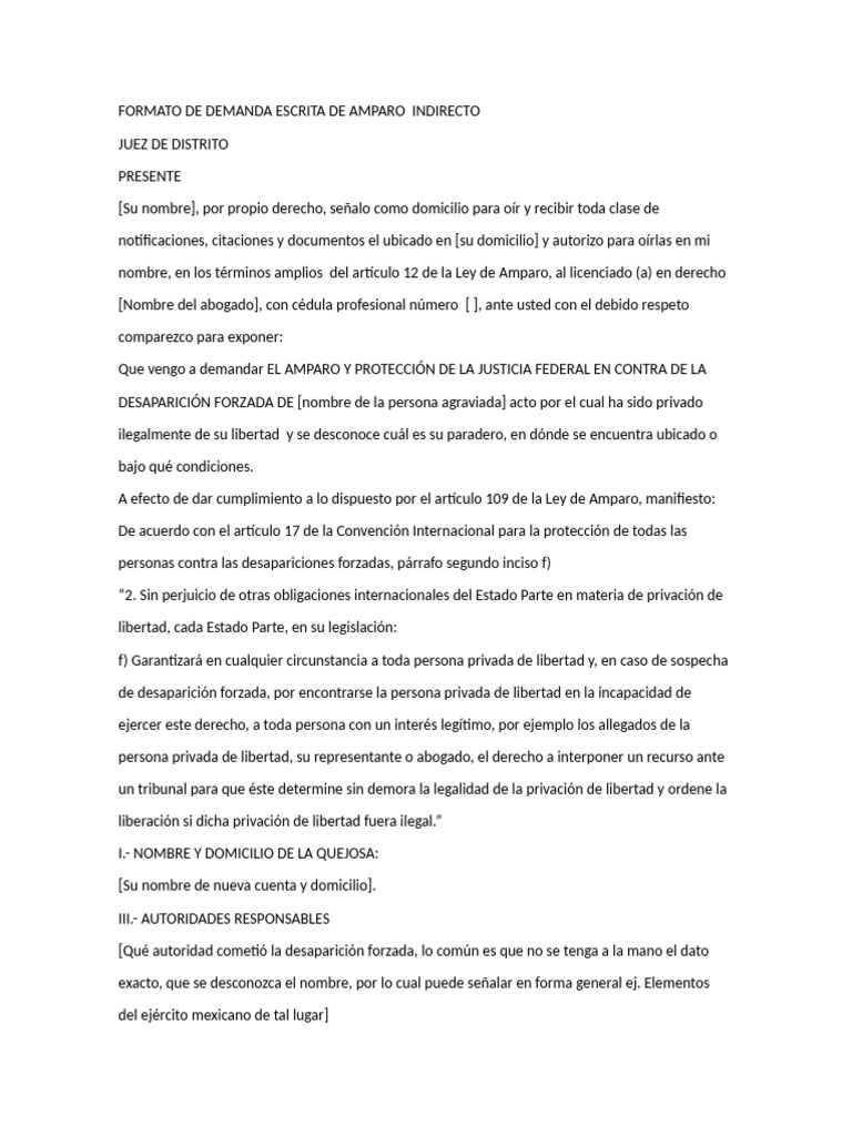 Demanda Escrita de Amparo Indirecto | PDF | Violación | Justicia