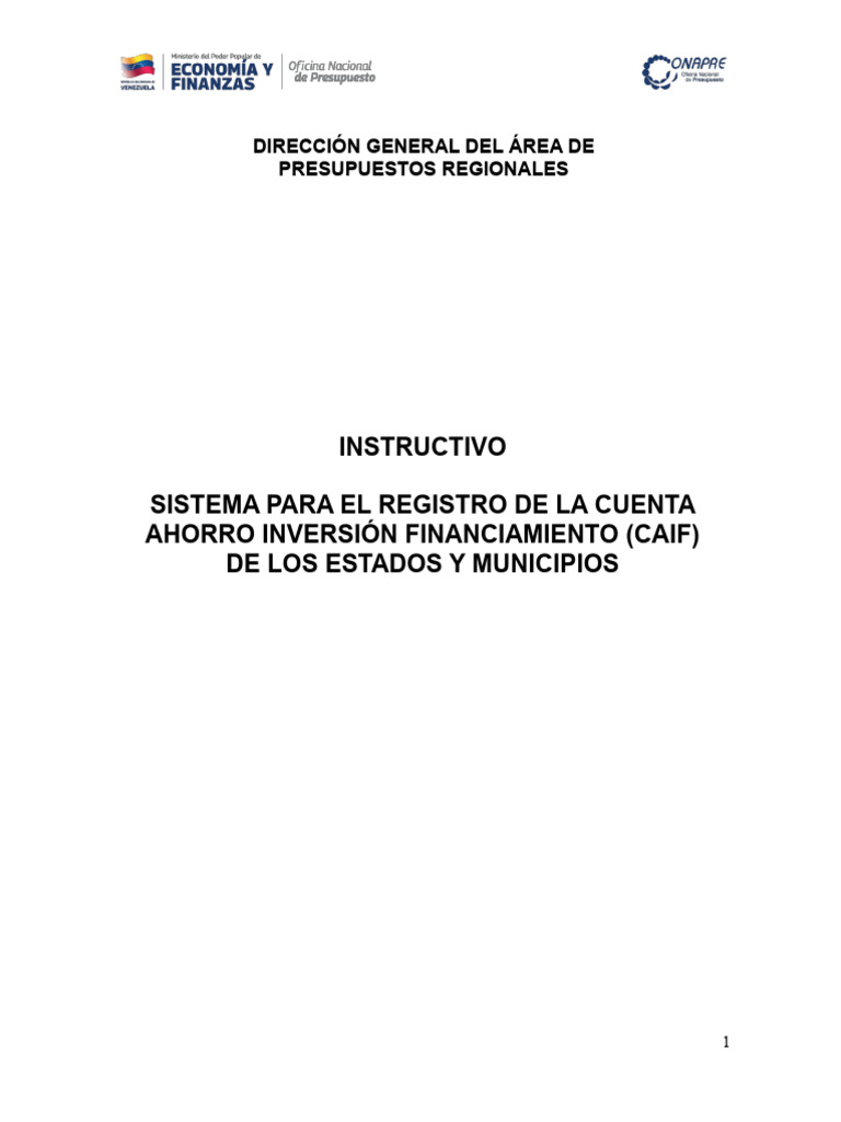 Instructivo CAIF para Estados y Municipios | PDF | Presupuesto | Salario