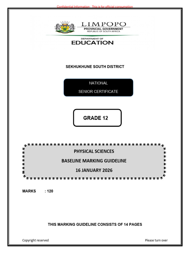 Grade 12 Physical Sciences Marking Guide | PDF | Force | Mole (Unit)