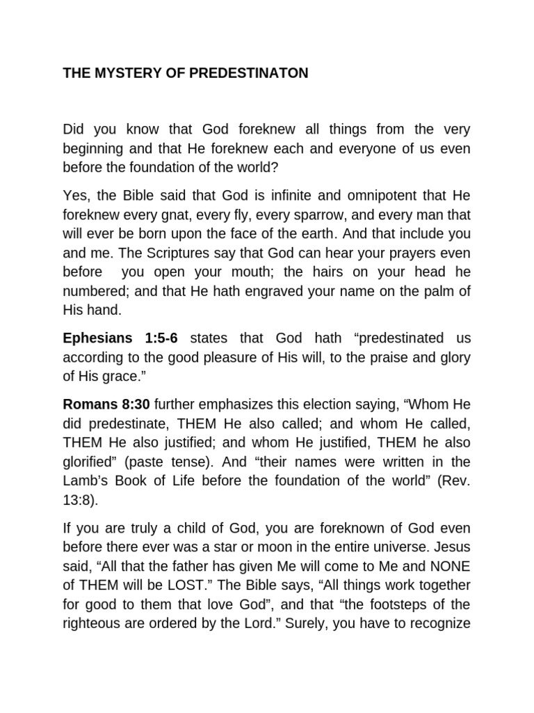 The Mistery of Predestination | PDF