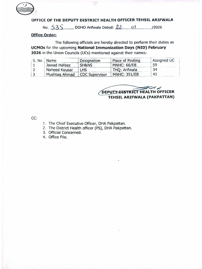 Office Order UCMO | PDF