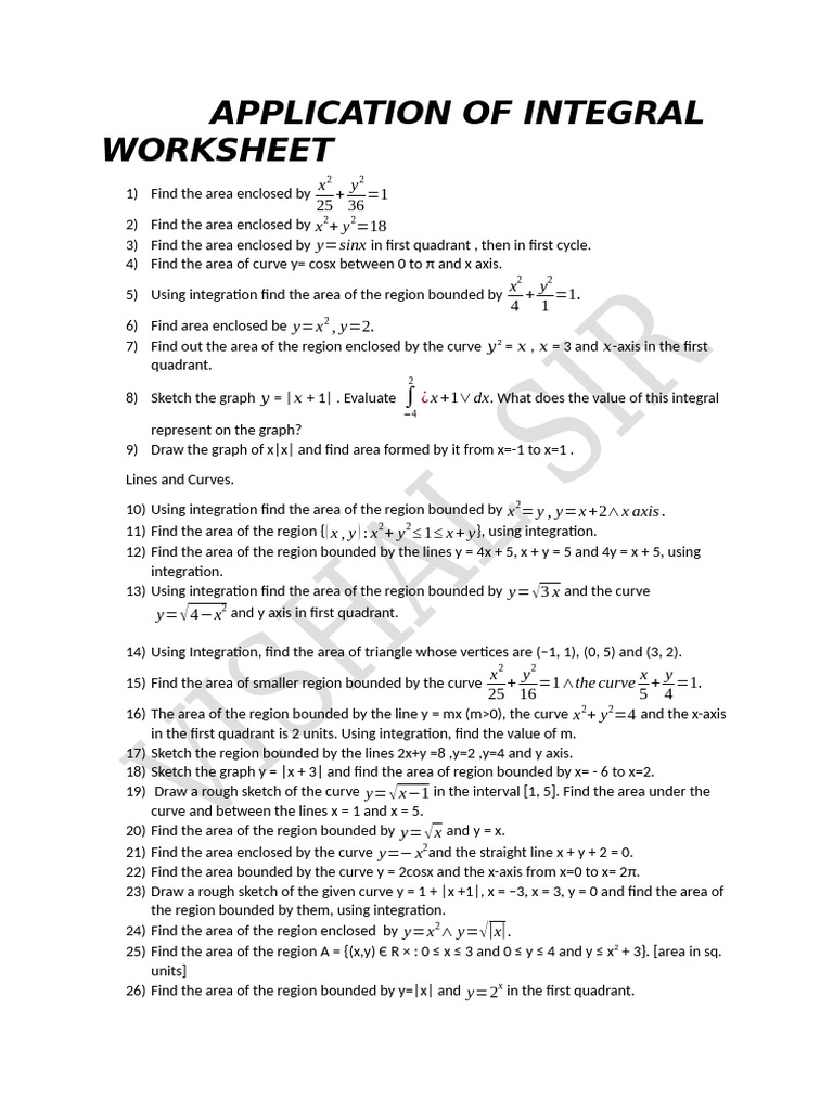 Area Calculations Using Integration | PDF | Area | Integral