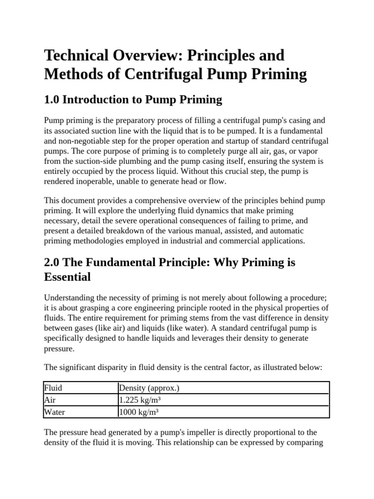 Centrifugal Pump Priming Methods Explained | PDF | Pump | Vacuum