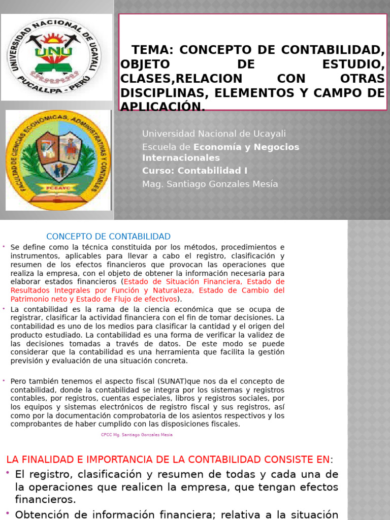 Concepto de Contabilidad, Objeto de Estudio , Tecnica, Clases, Relacion Con Otras Ciencias y ...