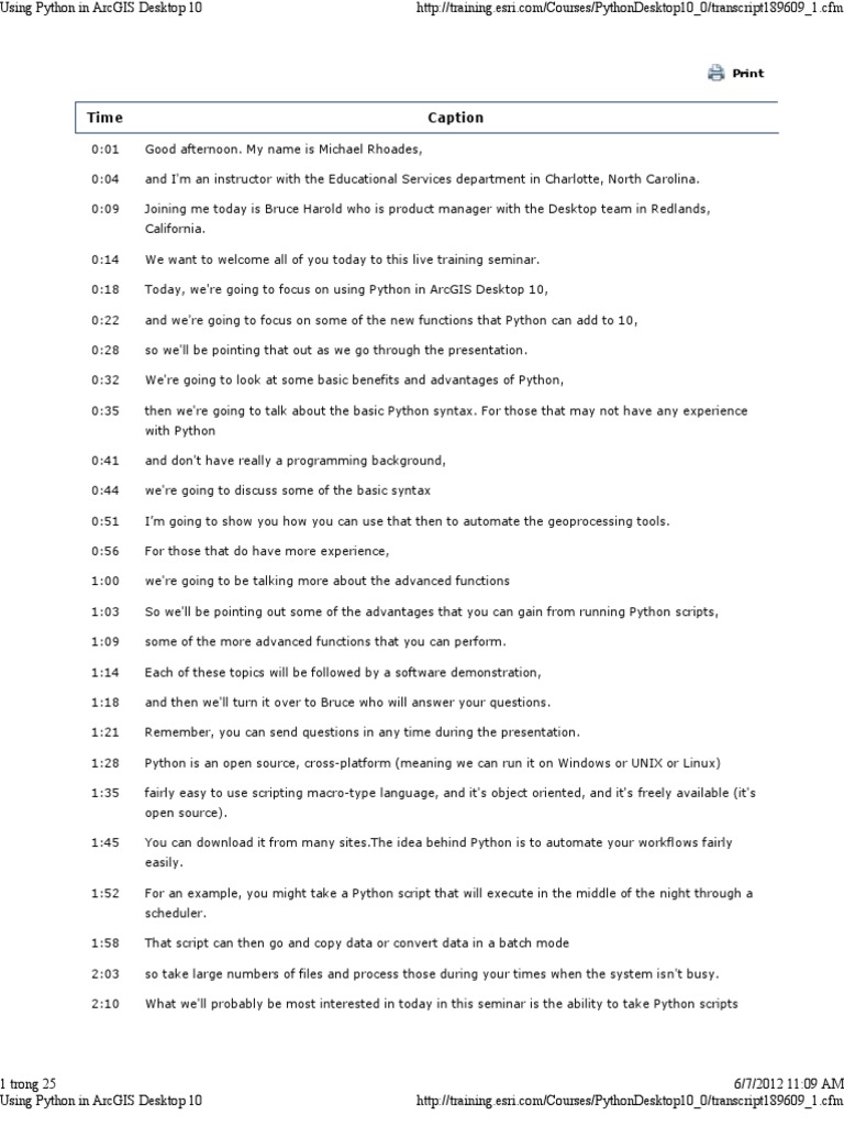 Using Python In Arcgis Desktop 10 Pdf Arc Gis Python Programming Language