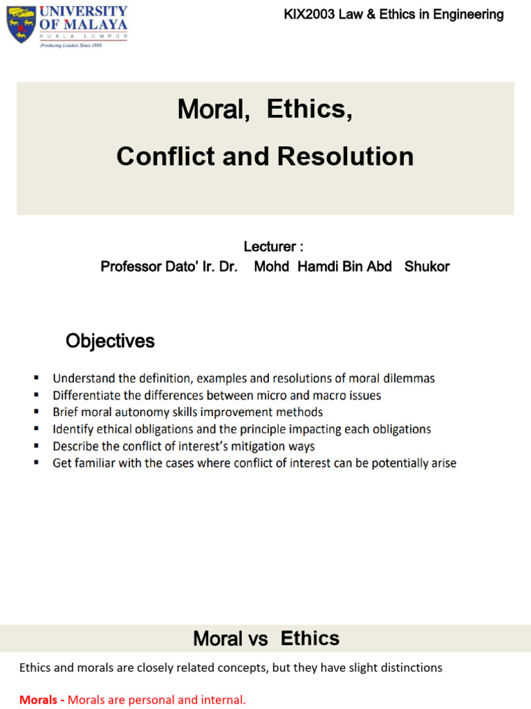 Moral, Ethics, Conflict and Resolutions v2 | PDF | Conflict Of Interest ...