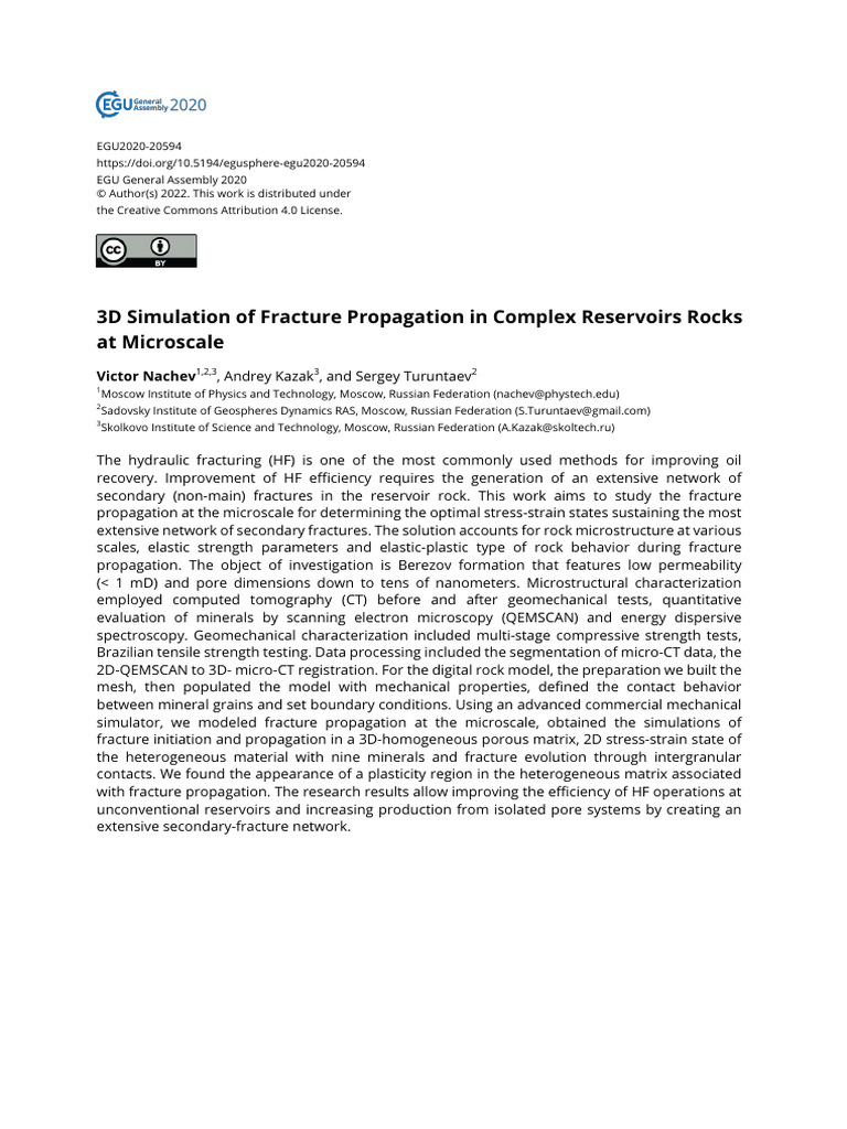 3D Simulation of Fracture Propagation In | PDF | Fracture | Petroleum ...