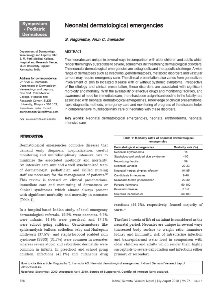 Neonatal Dermatological Emergencies | PDF | Infection | Staphylococcus ...
