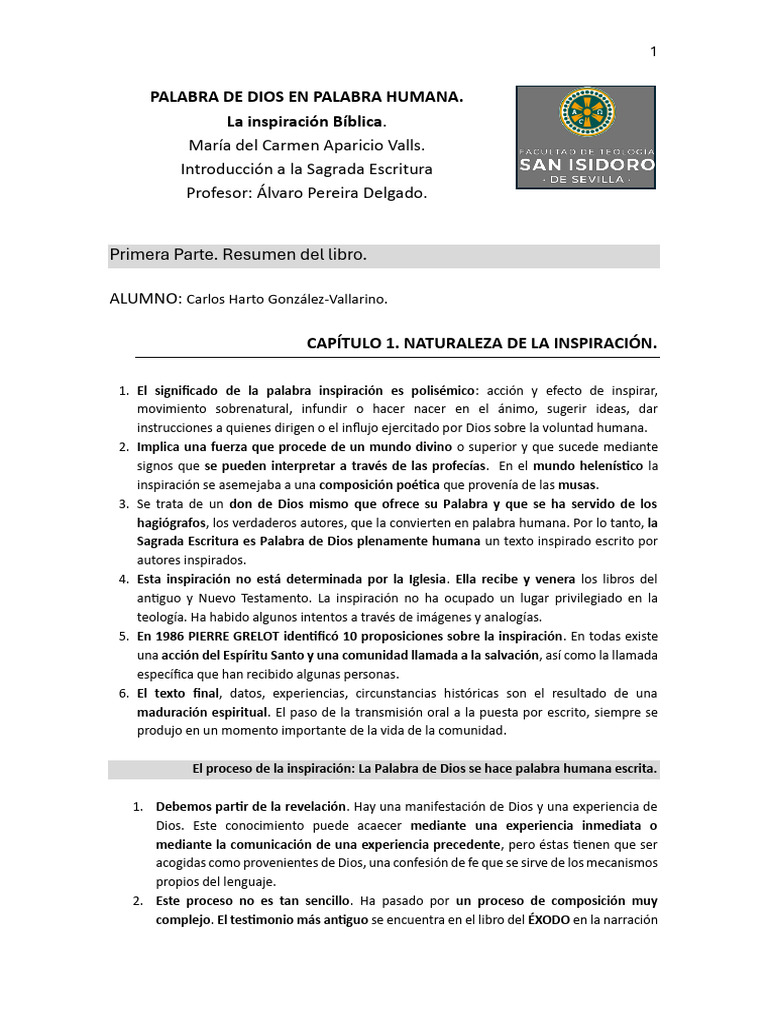 PALABRA DE DIOS EN PALABRA HUMANA PRIMERA PARTE | PDF | Canon bíblico ...