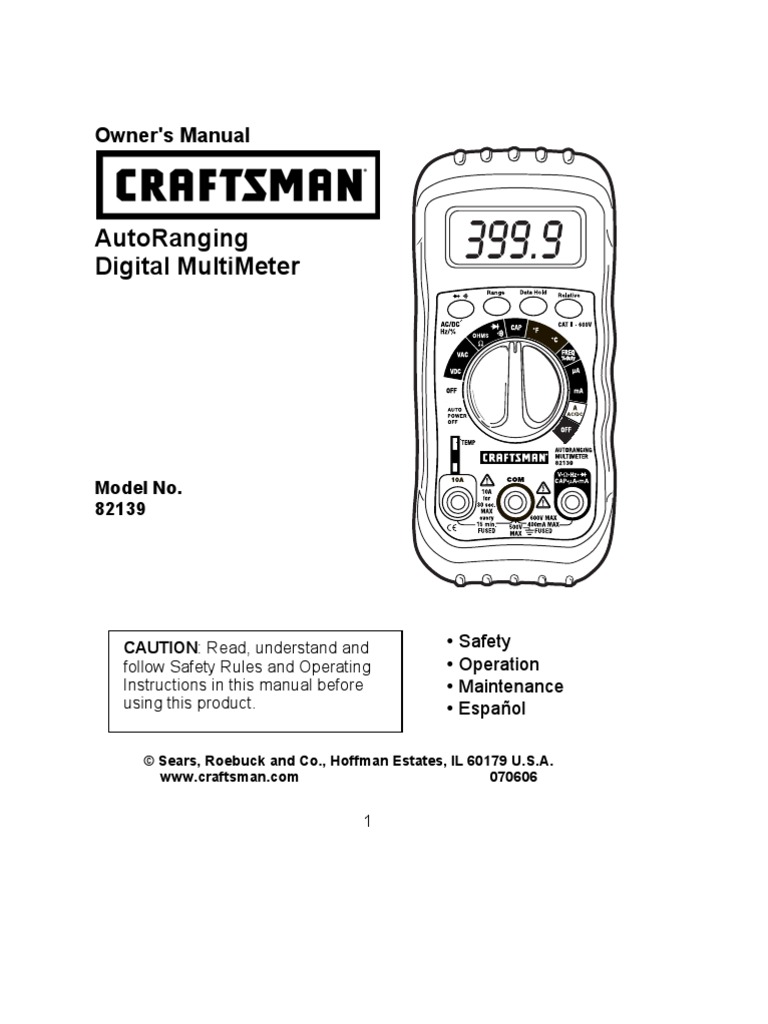 Autoranging Digital Multimeter: Owner'S Manual | PDF | Capacitor | Diode