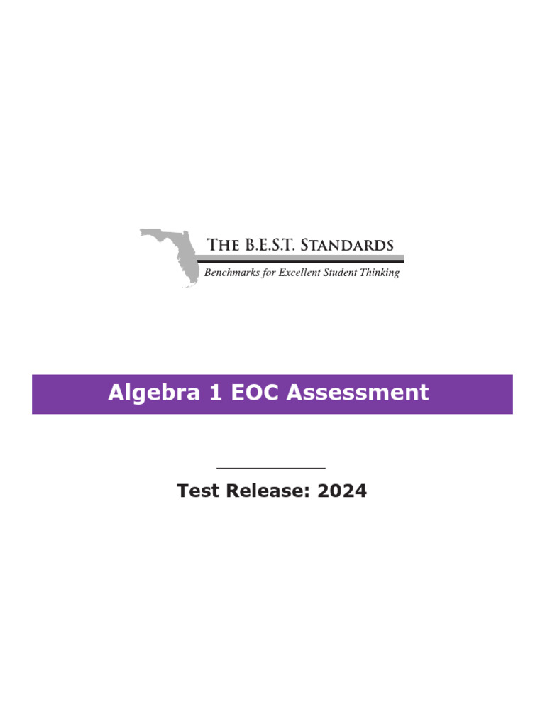 2024 Algebra 1 EOC Assessment Guide | PDF | Algebra | Equations