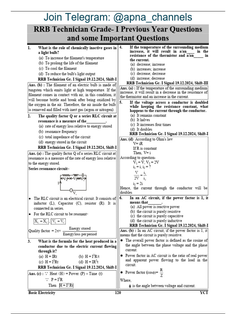 6 Basic Electricity Pyq | PDF | Electrical Resistivity And Conductivity ...