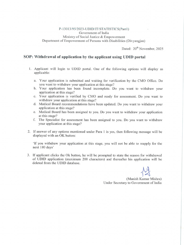 176363248729Withdrawal of Application by Applicant Using UDID Portal | PDF