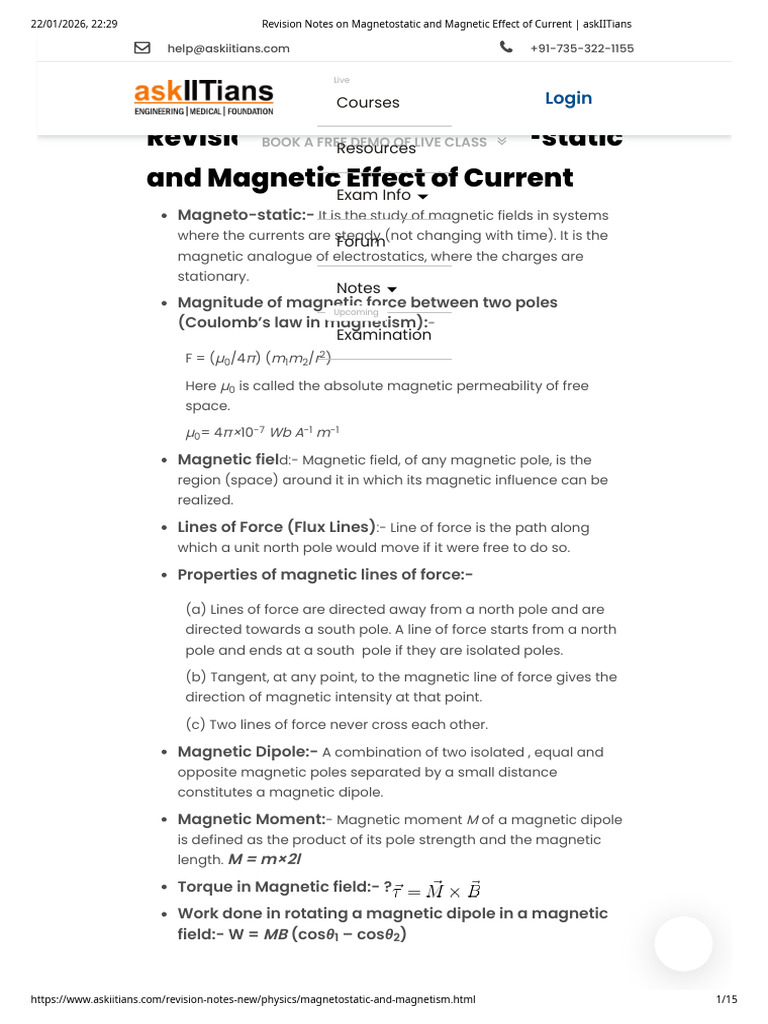 Magnetostatic and Magnetic Effects Guide | PDF | Magnetism | Magnetic Field