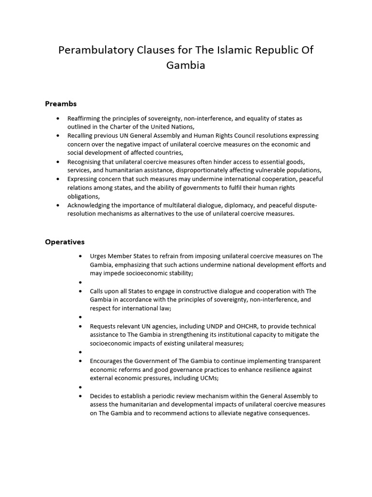 Preambulatory and Operative Clauses for the Islamic Republic of the ...
