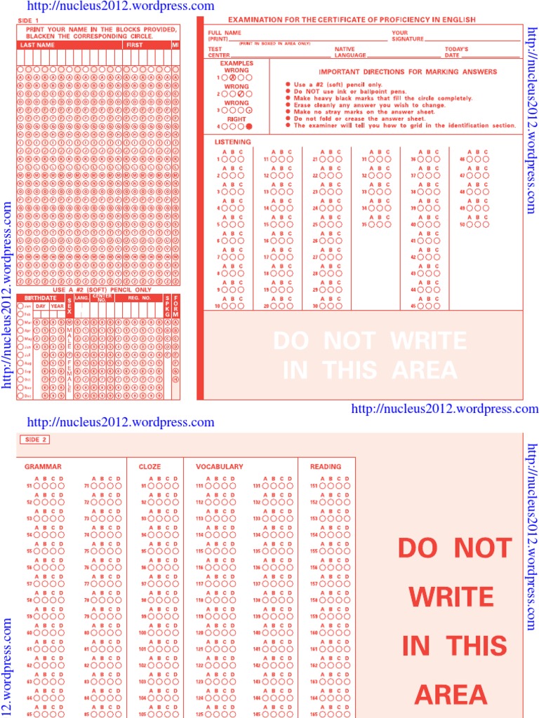 ECPE Answer Sheet | PDF | Second Language Acquisition | Linguistics