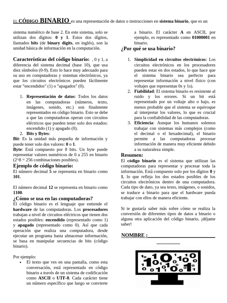 EL CÓDIGO BINARIO | PDF | Poco | Programación de computadoras