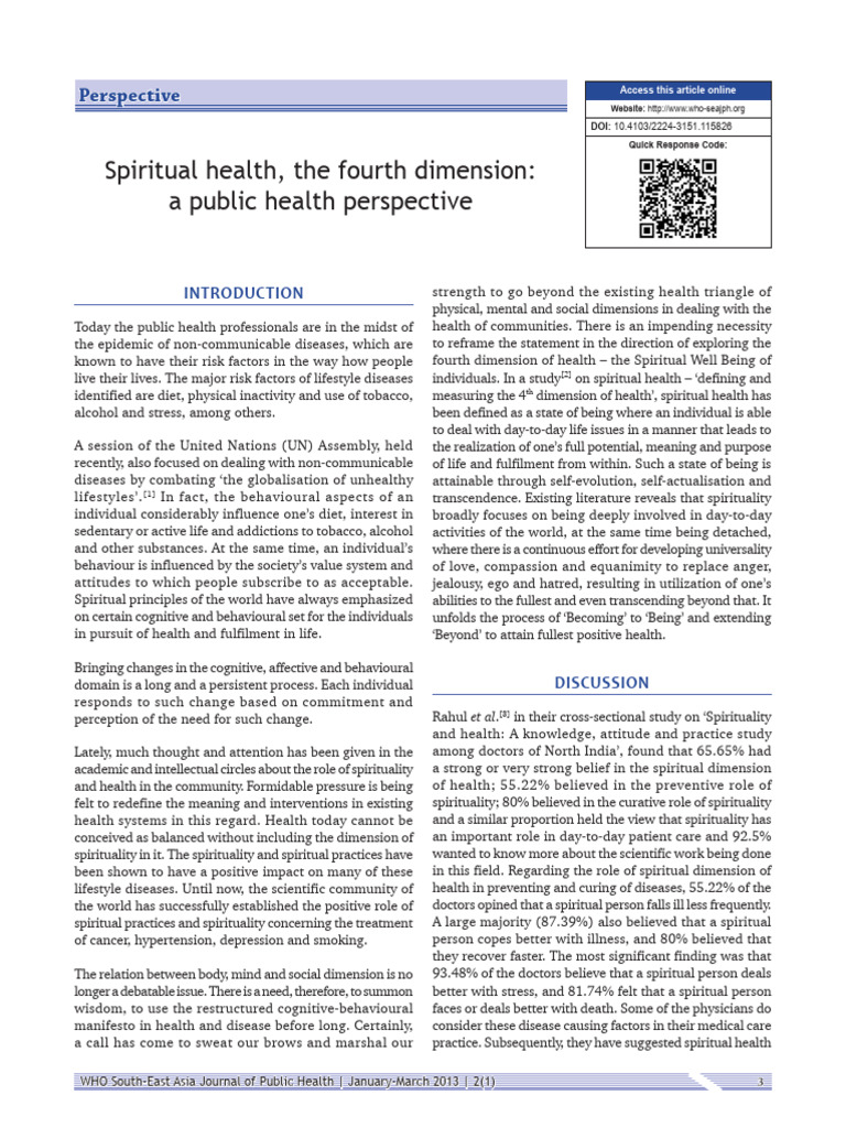 Spiritual Health, The Fourth Dimension a Public.2 | PDF | Spirituality ...