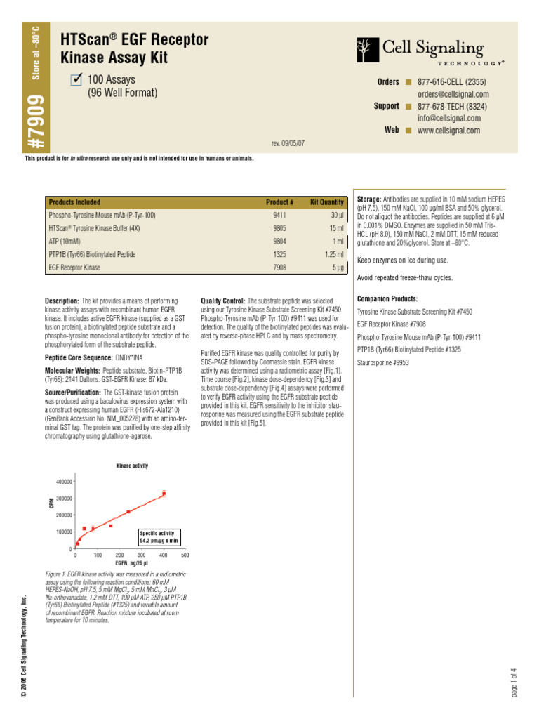 EGF Receptor Kinase Assay Kit Overview | PDF | Epidermal Growth Factor ...