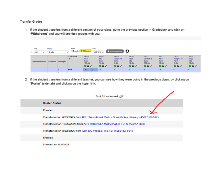 Managing Transfer Grades in Gradebook | PDF