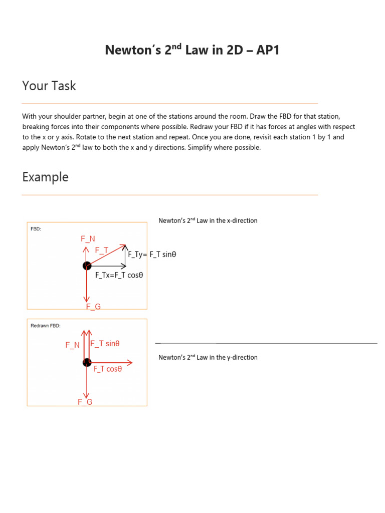 Newton's Law in 2D Stations | PDF