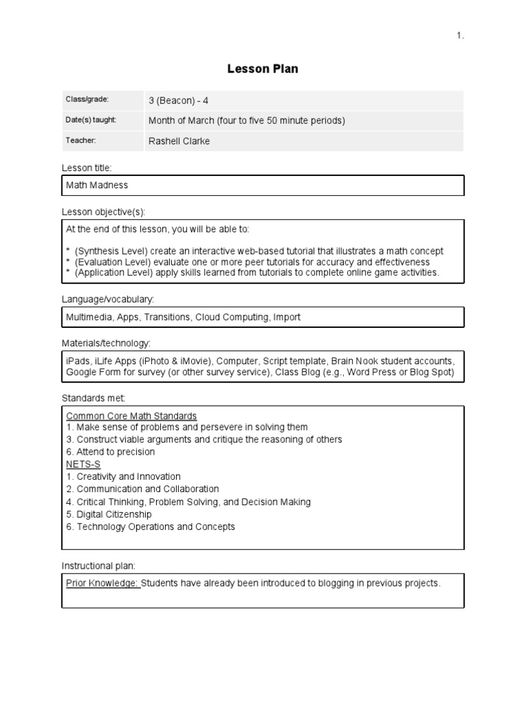 Trends in Educational Technology Lesson Plan | PDF | Educational ...