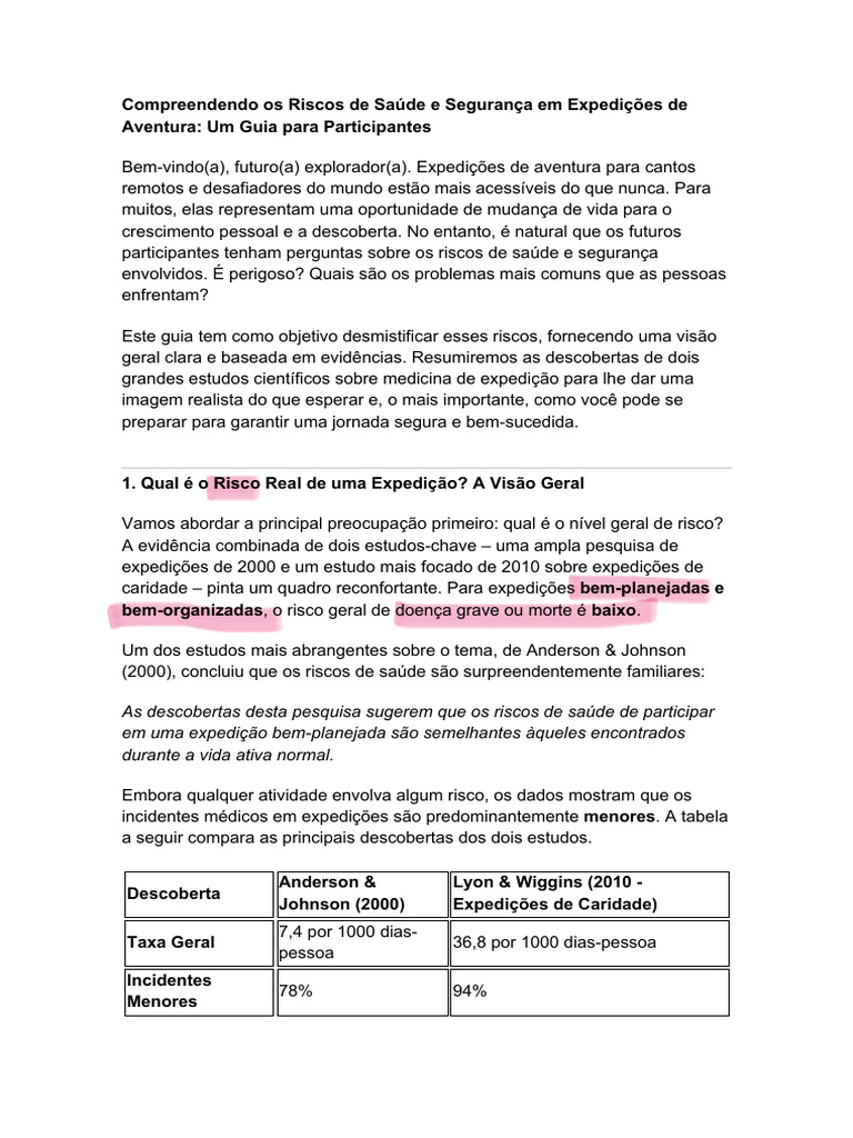 Compreendendo Os Riscos de Sau769de e Seguranc807a Em Expedic807o771 | PDF | Malária ...