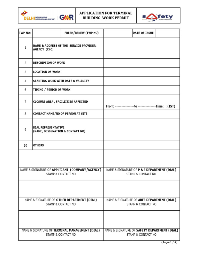 Terminal Building Work Permit Application | PDF | Electrical Connector ...