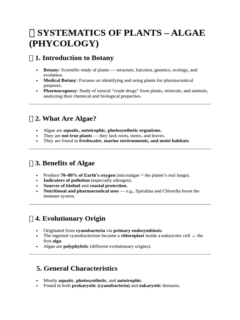 ? Systematics of Plants | PDF | Algae | Cyanobacteria